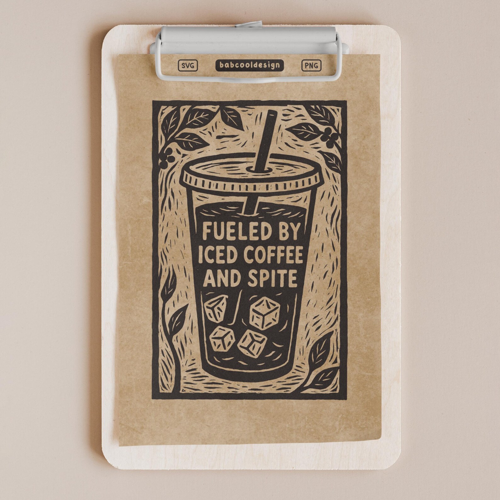 Fueled by Iced Coffee and Spite SVG, Funny Coffee Quote PNG, Cricut Cut ...