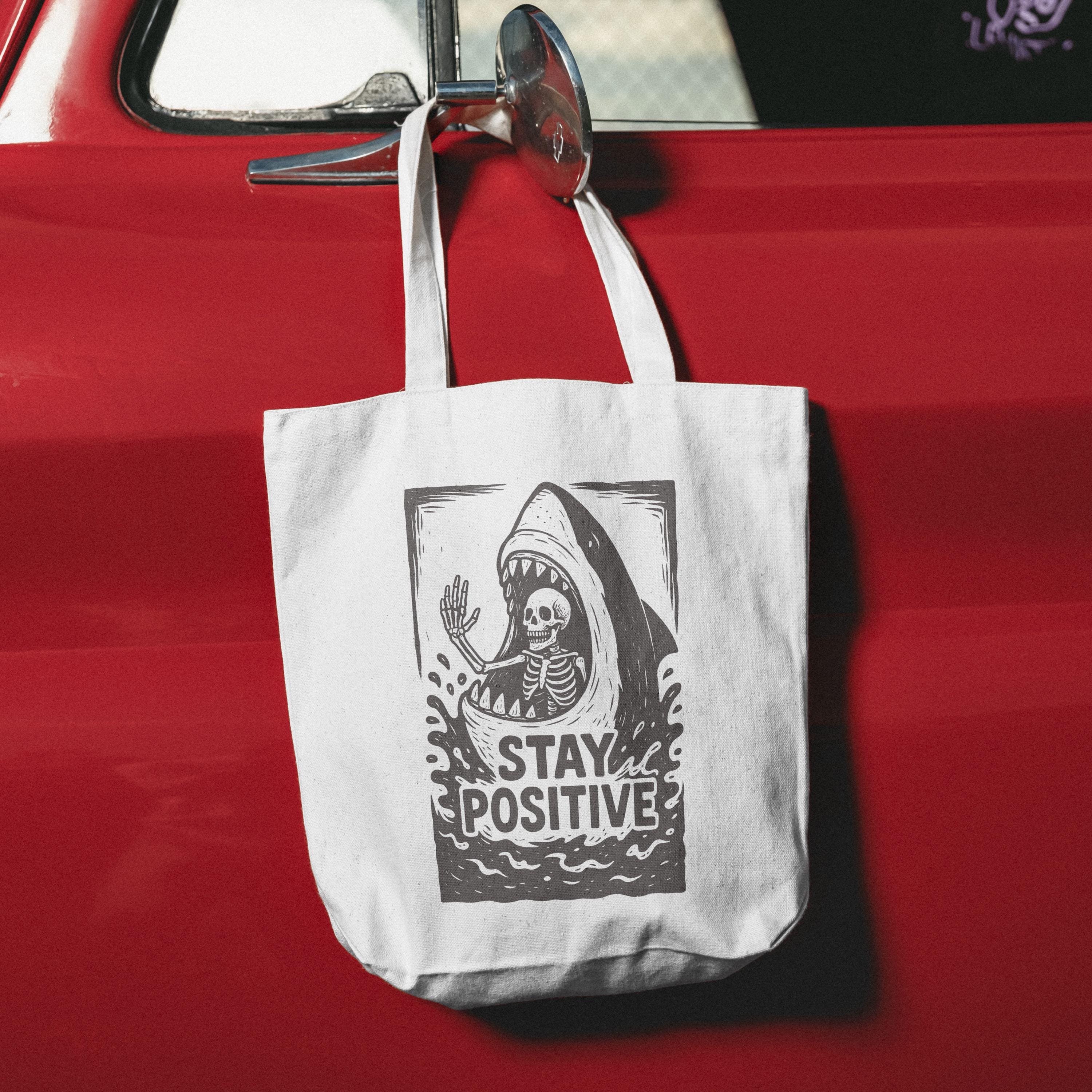 Stay Positive SVG Shark Block Print Poster Skeleton Wall Art for Self ...