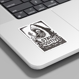 Stay Positive SVG Shark Block Print Poster Skeleton Wall Art for Self ...