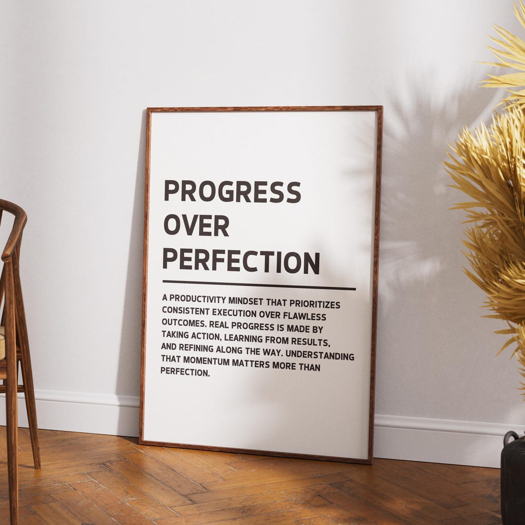Progress Over Perfection Print, Minimalist Office Wall Art, Digital ...