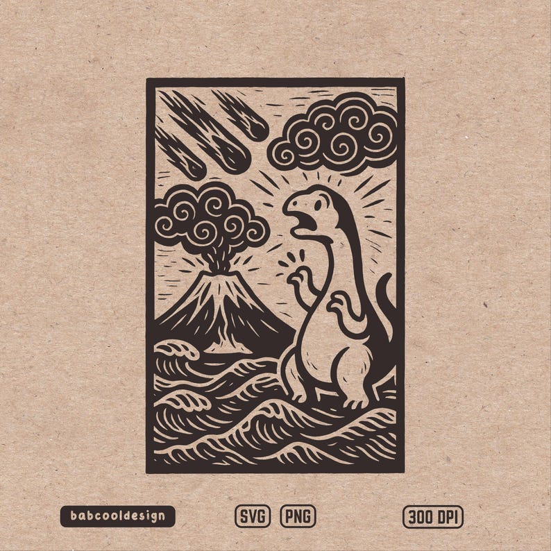 Dino Extinct SVG Dinosaur Block Print Poster Dino Art Print for Wall ...