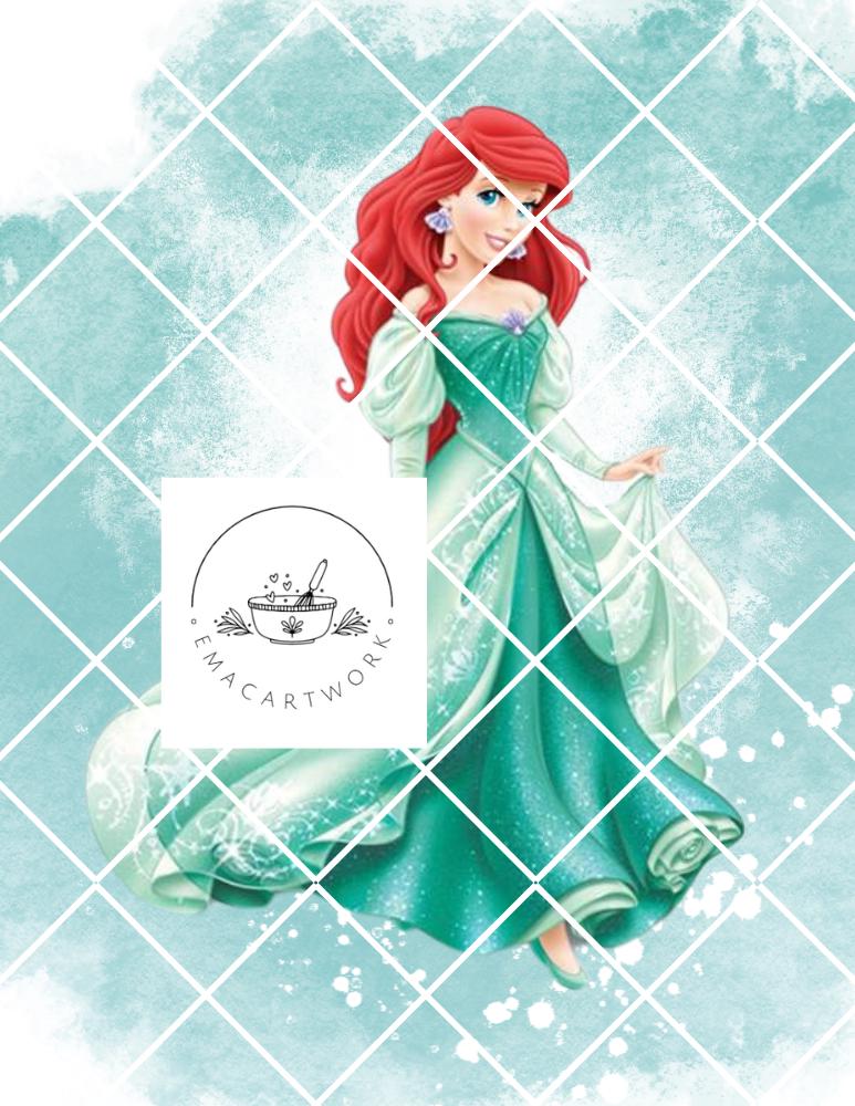Nine Disney Princess Individual Color Princesses on Watercolor ...