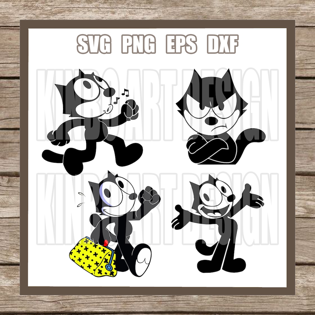 Felix the Cat SVG Cut File, Vintage Cartoon, Laughing, Clipart, Cat ...