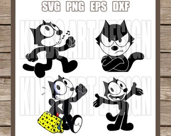 Felix the Cat SVG Cut File, Vintage Cartoon, Cat Clipart, PNG, Instant ...