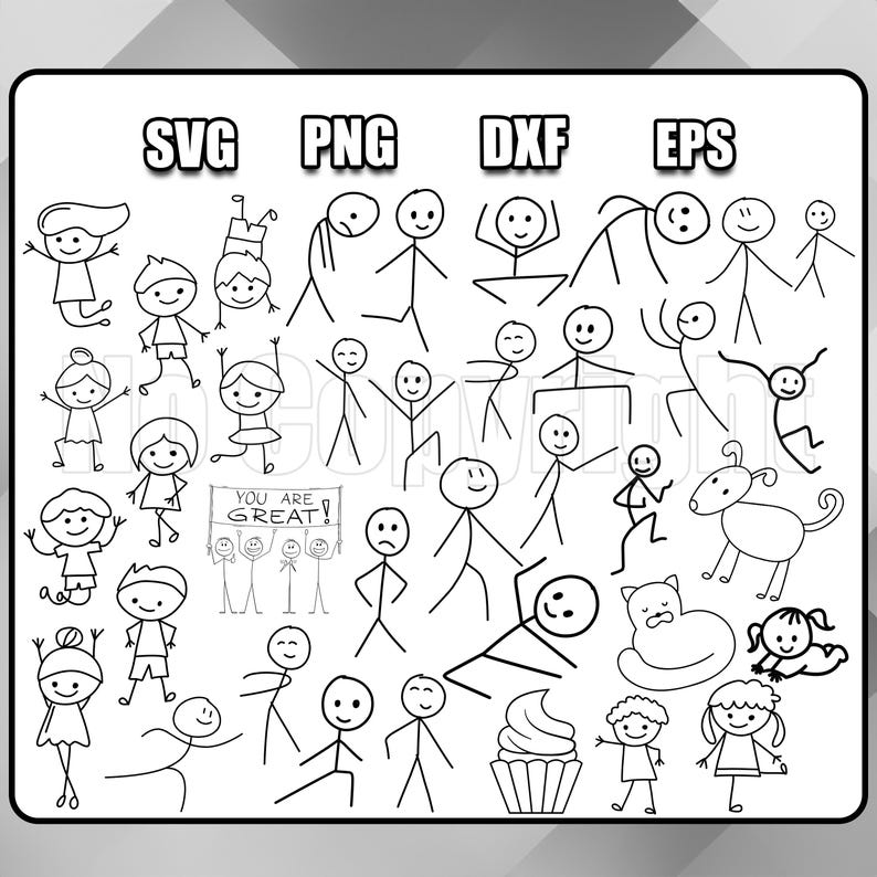 Stick Figures SVG Bundle, Stick Figures PNG Bundle, Stick Figures ...