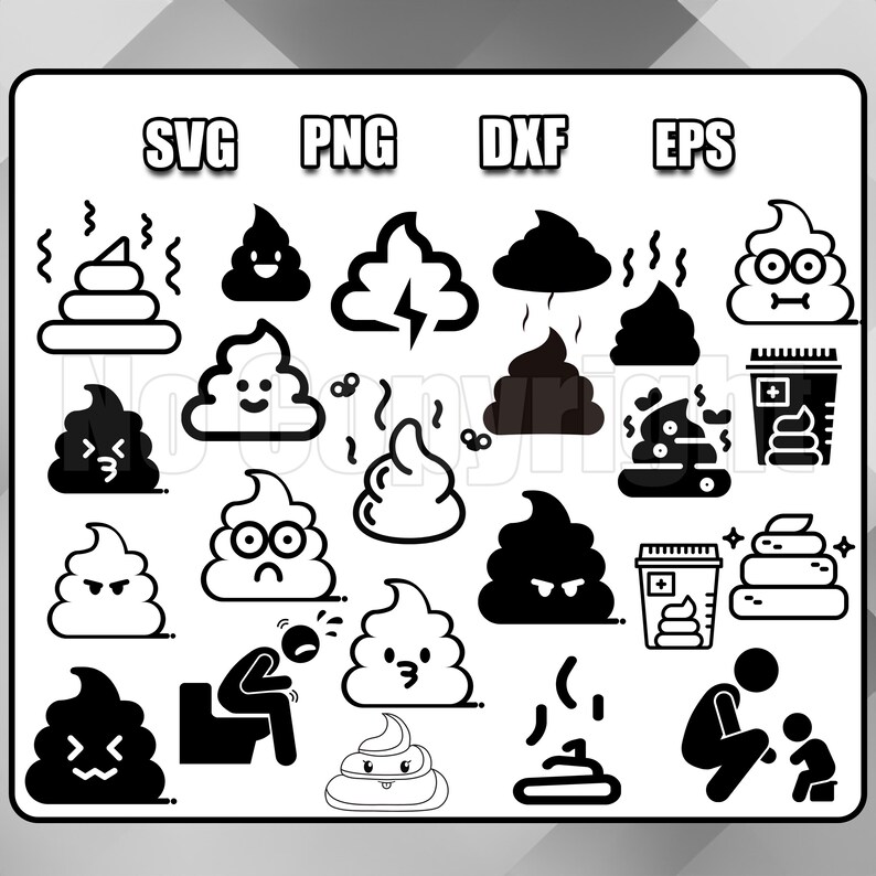 Poop SVG. Poop Emoji Vector Cut Files for Cutting Machine. Kawaii Faces ...