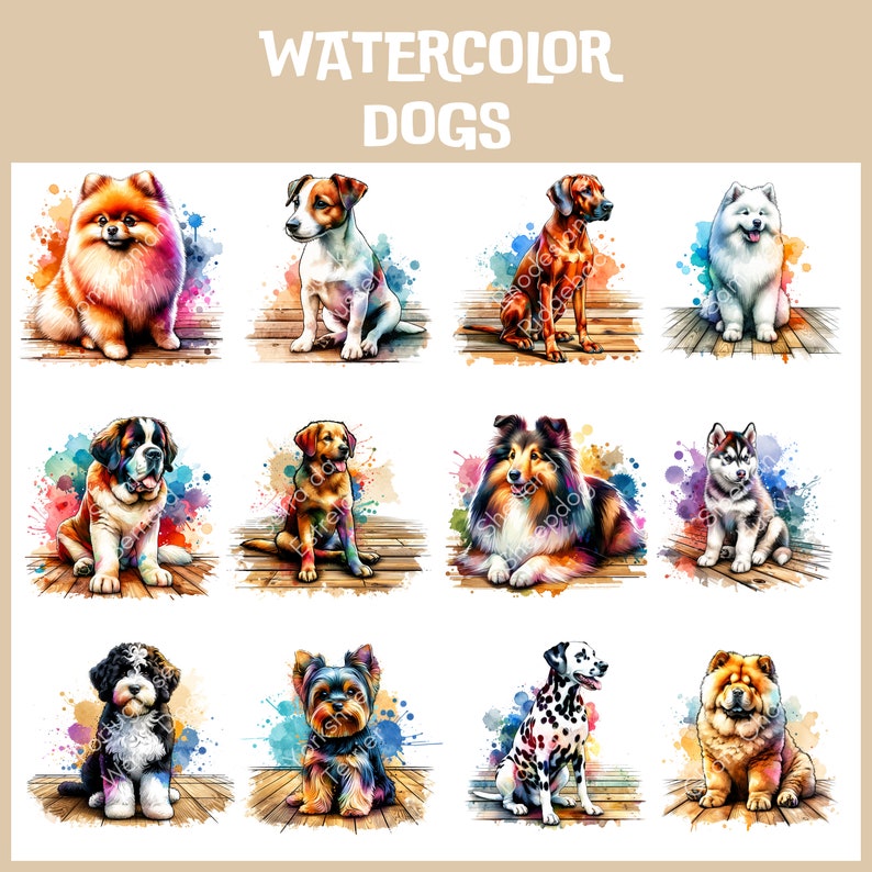Watercolor Dogs Clipart Dogs PNG Download Clipart Printable Dog ...