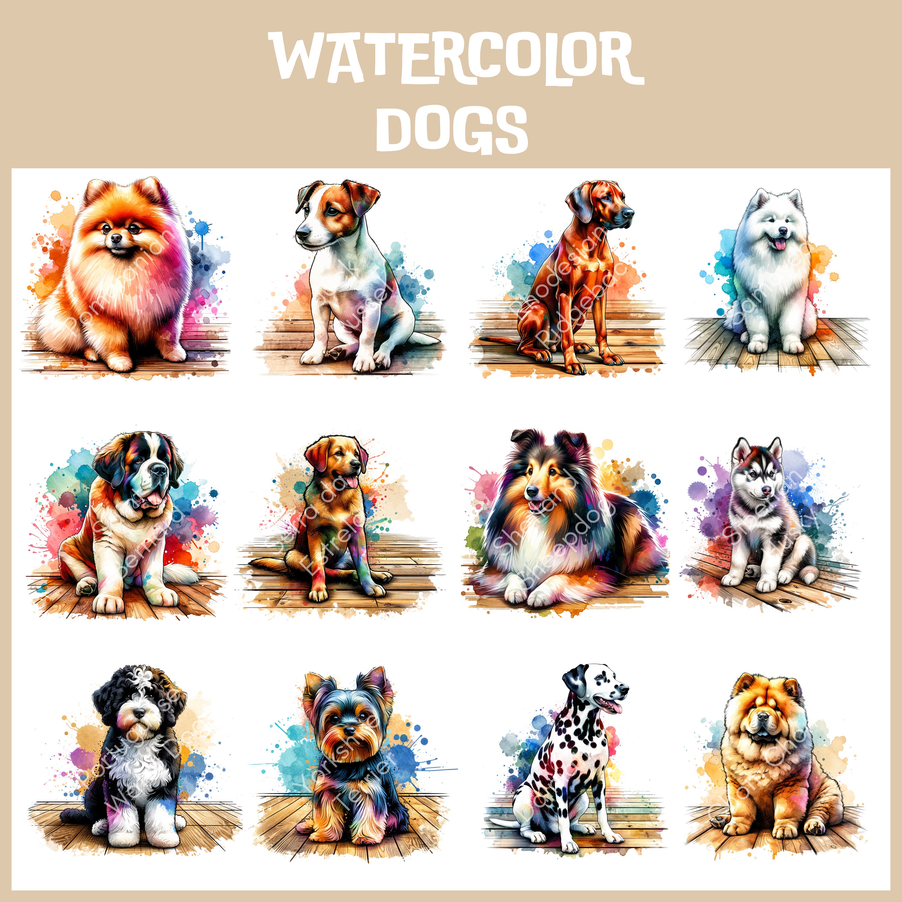 Watercolor Dogs Clipart Dogs PNG Download Clipart Printable Dog ...