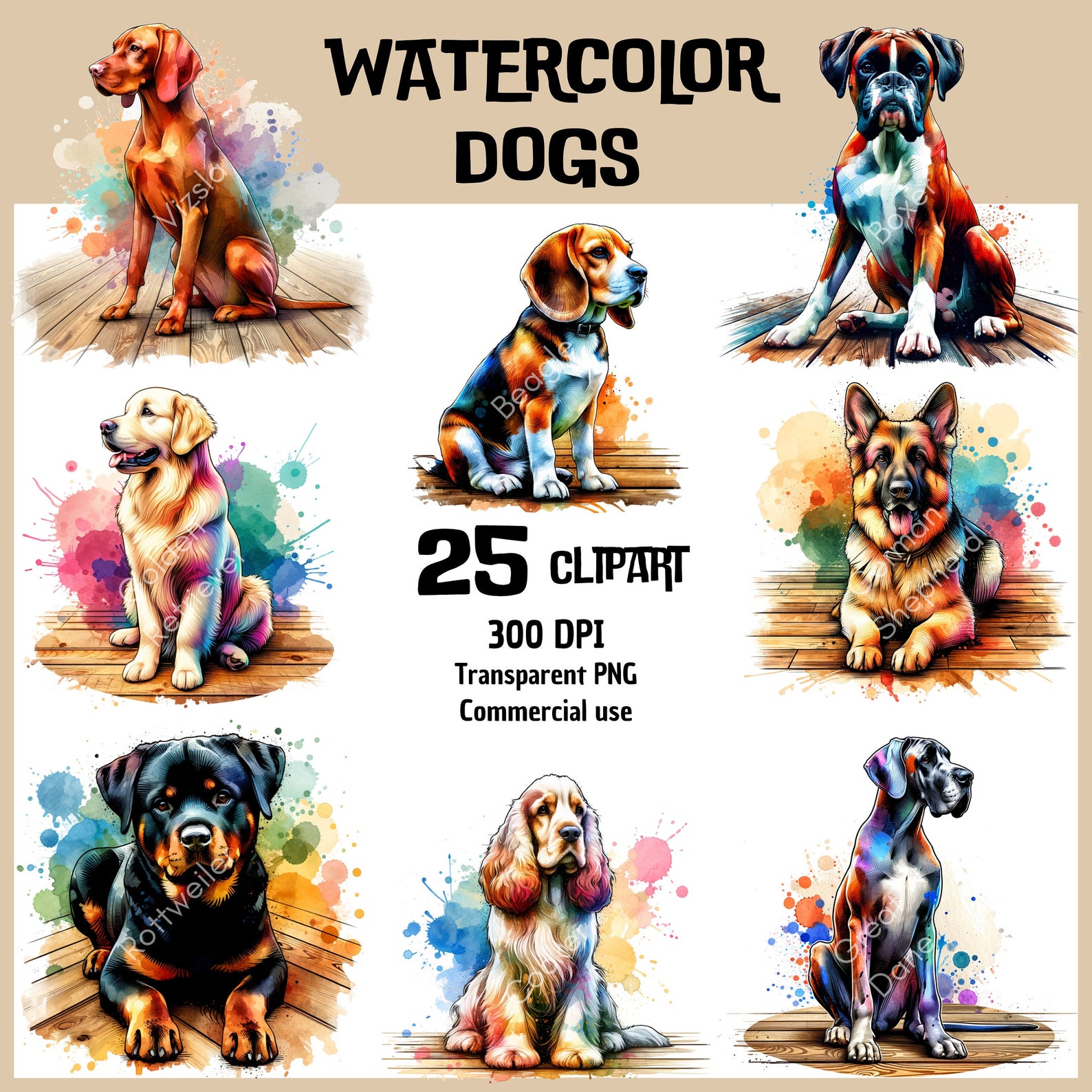 Watercolor Dogs Clipart Dogs PNG Download Clipart Printable Dog ...