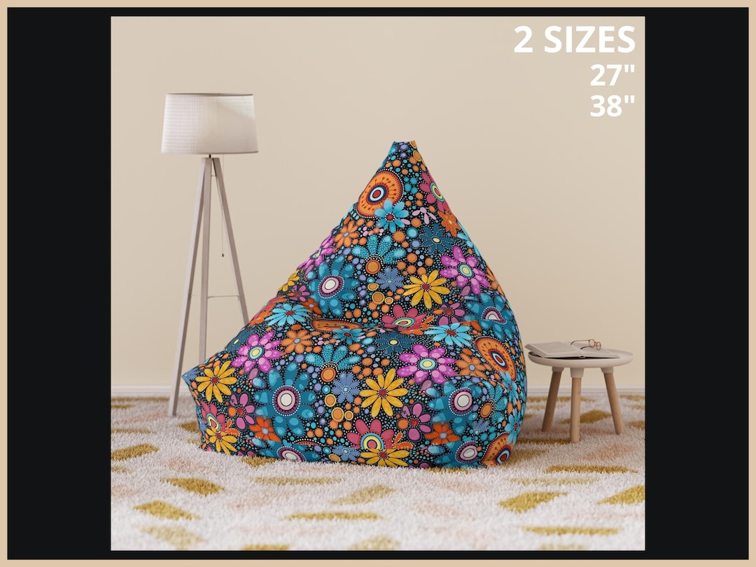 Floral Chic Design Pattern Bean Bag Chair Cover, Groovy Furniture Room Decor Lounge Chair ...