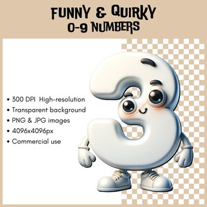 Funny & Quirky 0-9 Numbers Clipart PNG, Clipart Printable Numbers ...