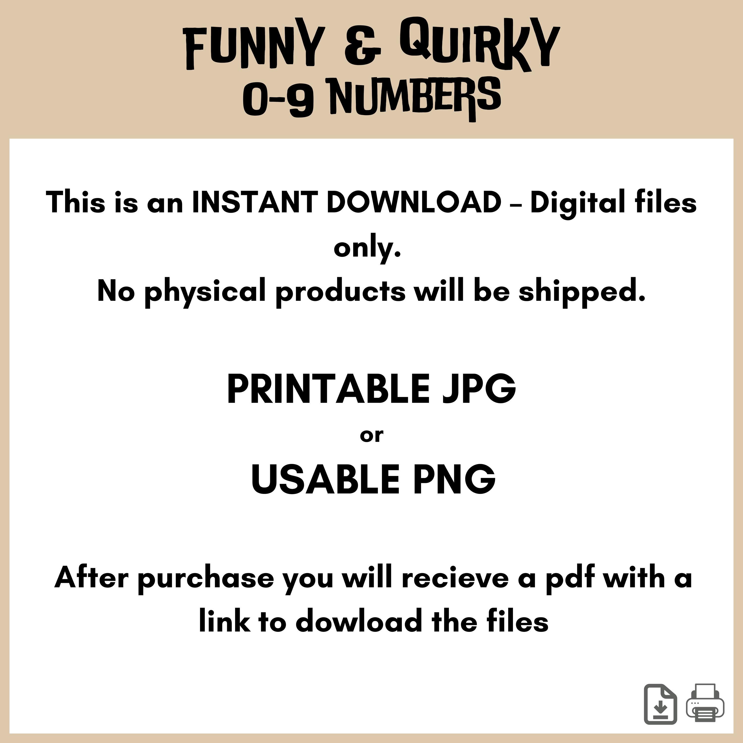 Funny & Quirky 0-9 Numbers Clipart PNG, Clipart Printable Numbers ...
