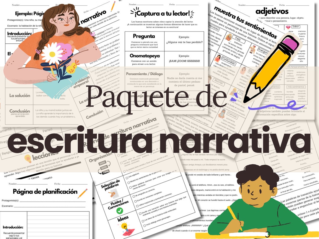 Paquete De Escritura Narrativa // Minimal Spanish Narrative Writing ...