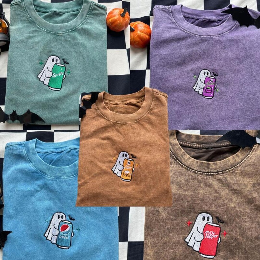 Embroidered Spooky Ghost Energy Drink Comfort Colors Women Loose ...