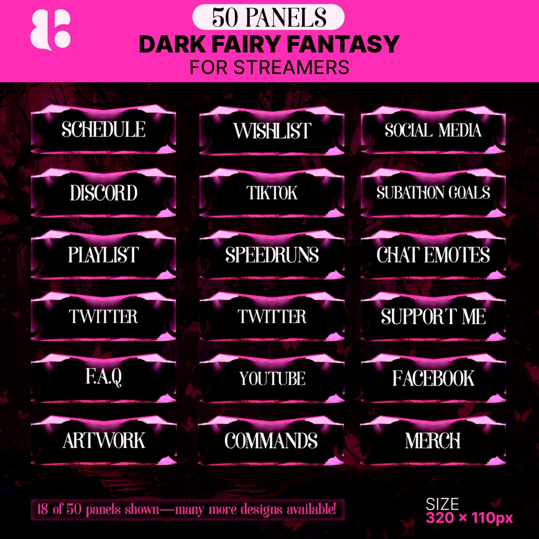 50 Panels Dark Fairy Fantasy for Streamers | Stream Setup Vtuber ...