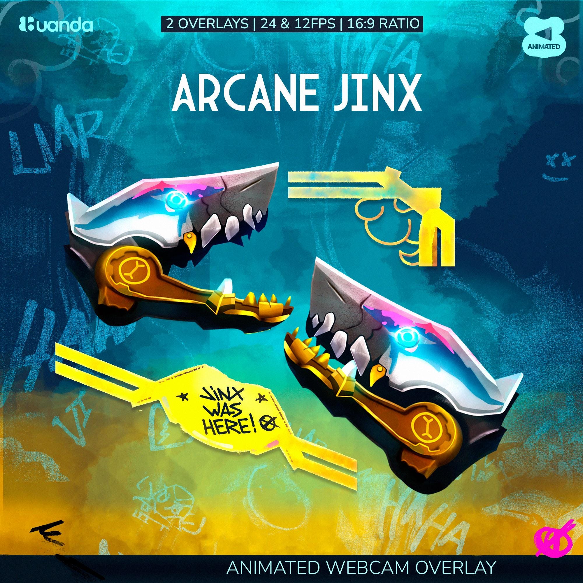 ARCANE 2 JINX Webcam Overlay Animated | 24FPS & 12FPS | Inspired League of Legends Stream ...
