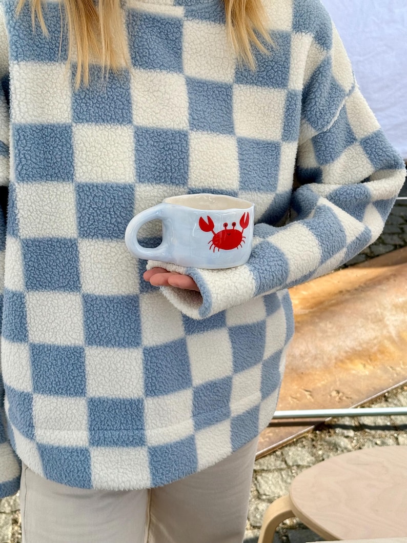 Handmade Ceramic Crab Mug: Baby Blue Pottery Coffee Cup - Etsy Australia