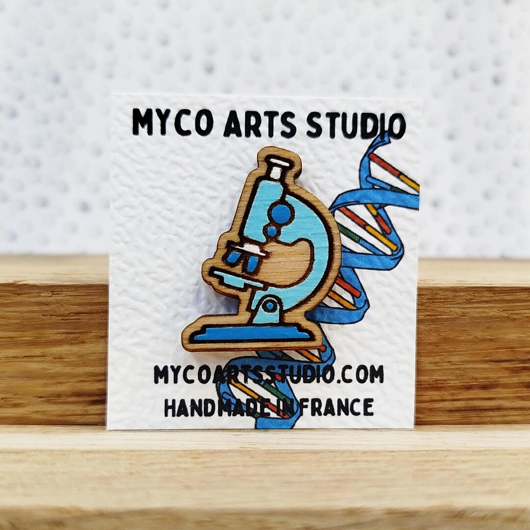 Microscope Lapel Pin, Wooden Science Lover Badge, Quirky Wood Brooch ...