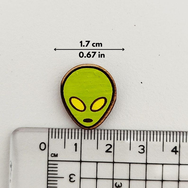 Set of 2 Alien Shaped Wooden Fridge Magnets, Wood Martian Magnets ...