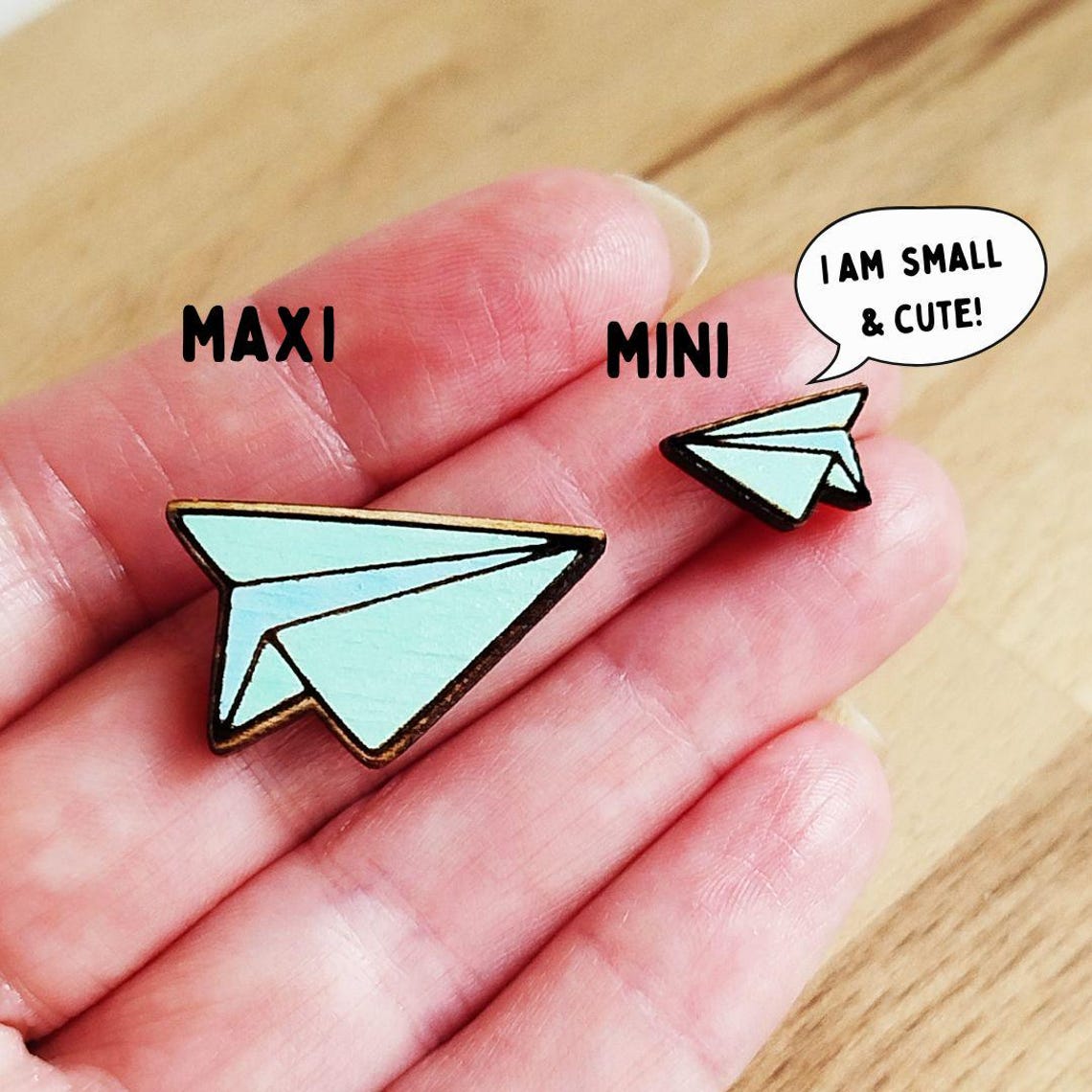 Set of Three Paper Airplane Shaped Wooden Fridge Magnets, Plane Magnets ...