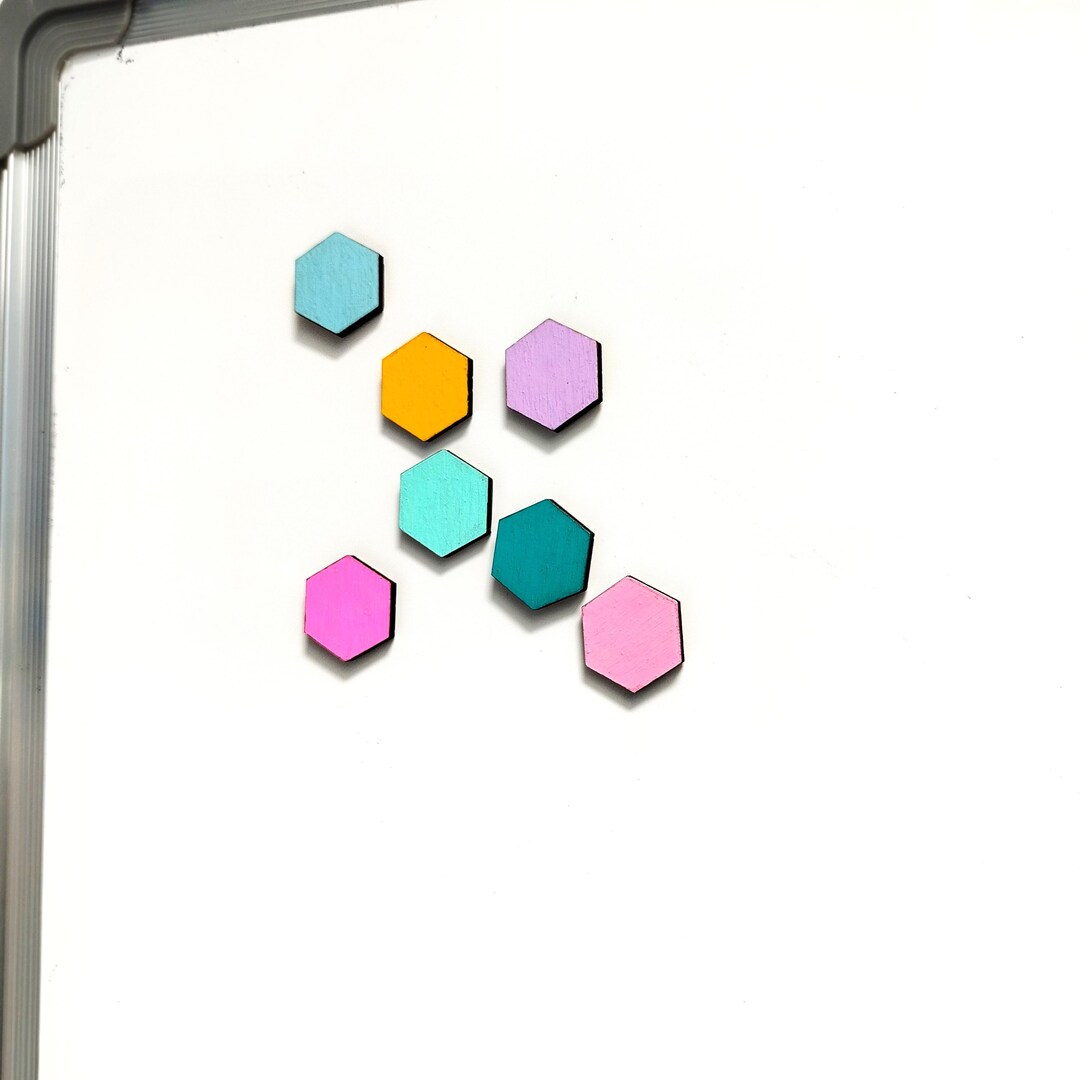 Hexagonal Wooden Fridge Magnet Set, Bright Hexagon Magnets for ...