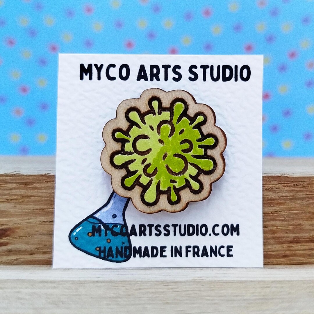 Virus Lapel Pin, Wooden Science Lover Badge, Quirky Wood Brooch ...