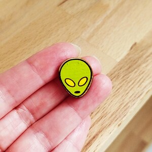 Set of 2 Alien Shaped Wooden Fridge Magnets, Wood Martian Magnets ...