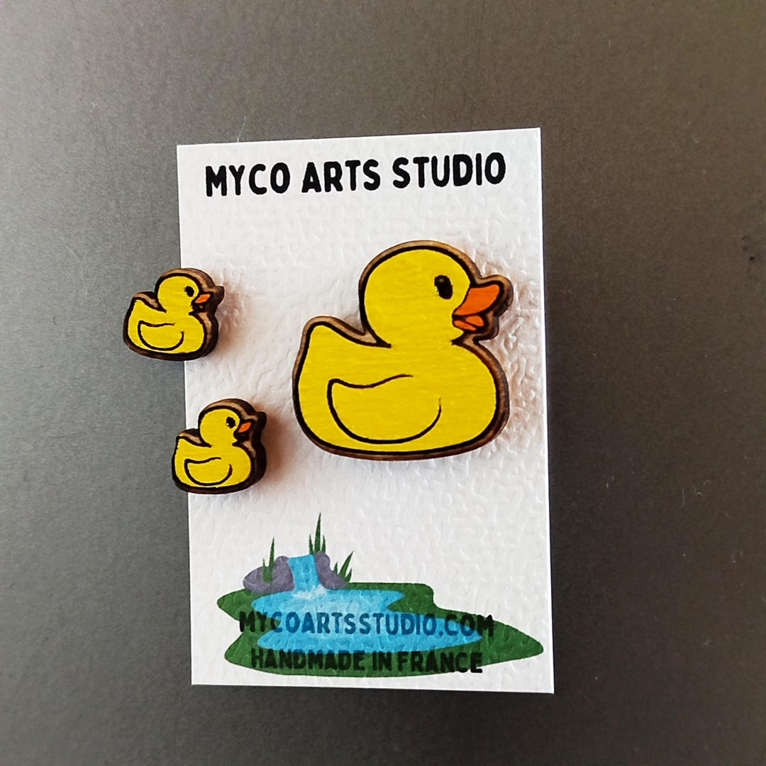 Duck Family Wooden Fridge Magnet Set, Cute Trio of Yellow Rubber Duck ...