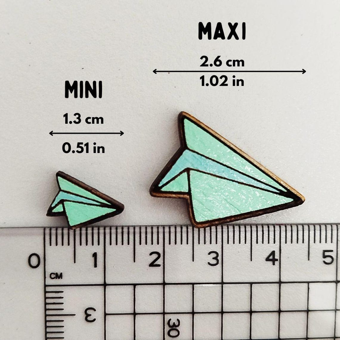 Set of Three Paper Airplane Shaped Wooden Fridge Magnets, Plane Magnets ...