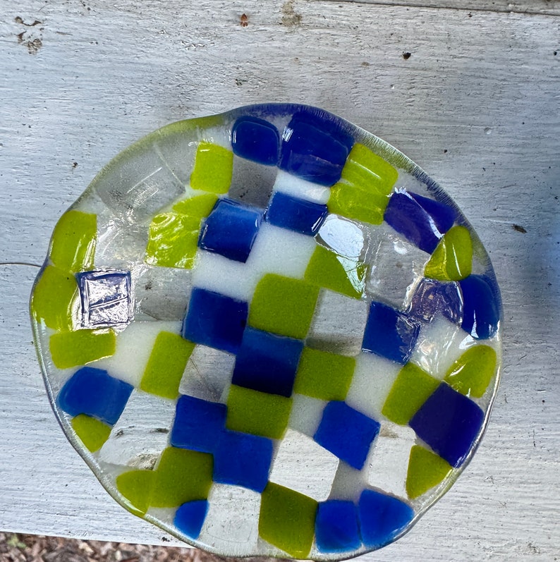 Four Little Round Glass Dishes, Fused Glass, Handmade, Set of Four - Etsy