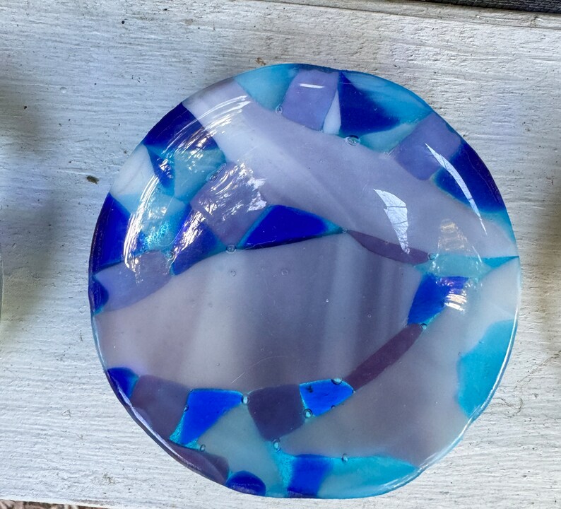 Four Little Round Glass Dishes, Fused Glass, Handmade, Set of Four - Etsy