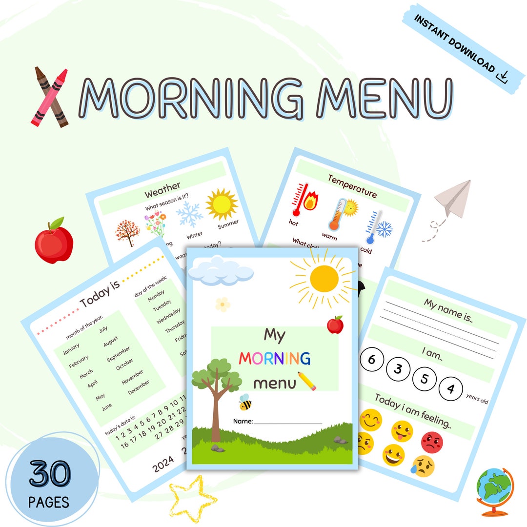 PRESCHOOL Morning Menu, Homeschool Morning Menu, Morning Menu ...