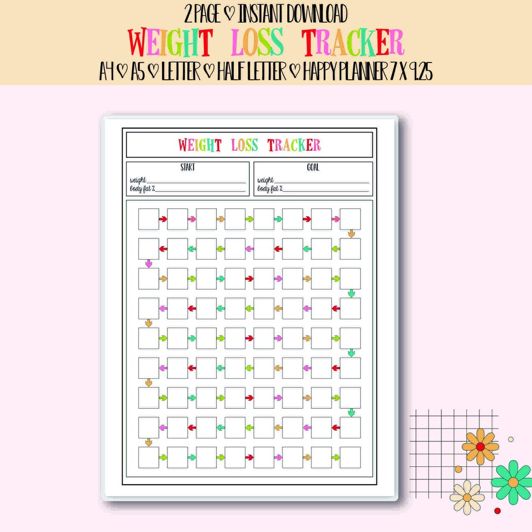 Weight Loss Tracker Planner Printable PDF, A4/a5/letter/half Letter ...