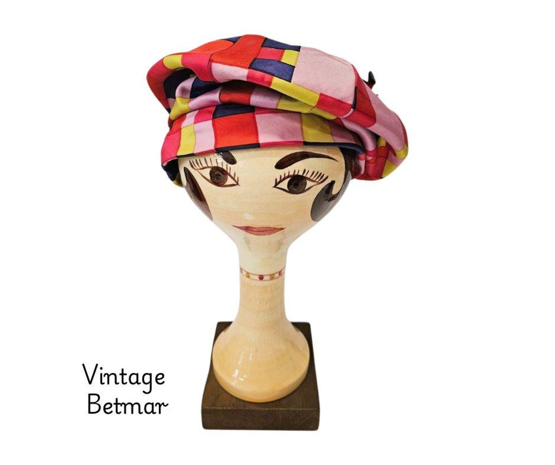 Vintage Betmar Slouch Hat | Mod Colorblock Satin | Union Made 1960s–70s ...