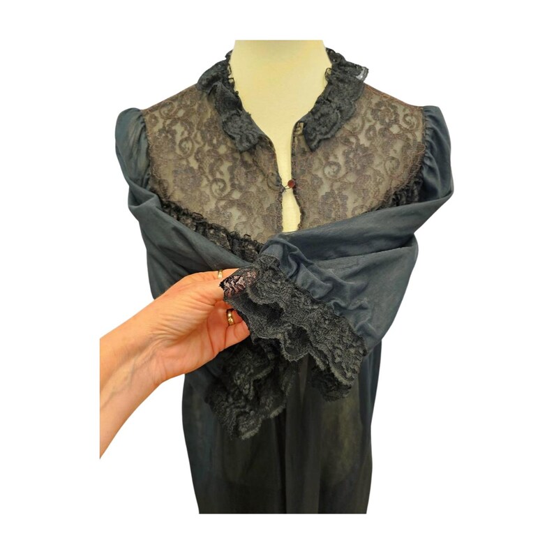 Vintage Sheer Black Lace Robe | Gothic Lingerie | Victorian Style ...