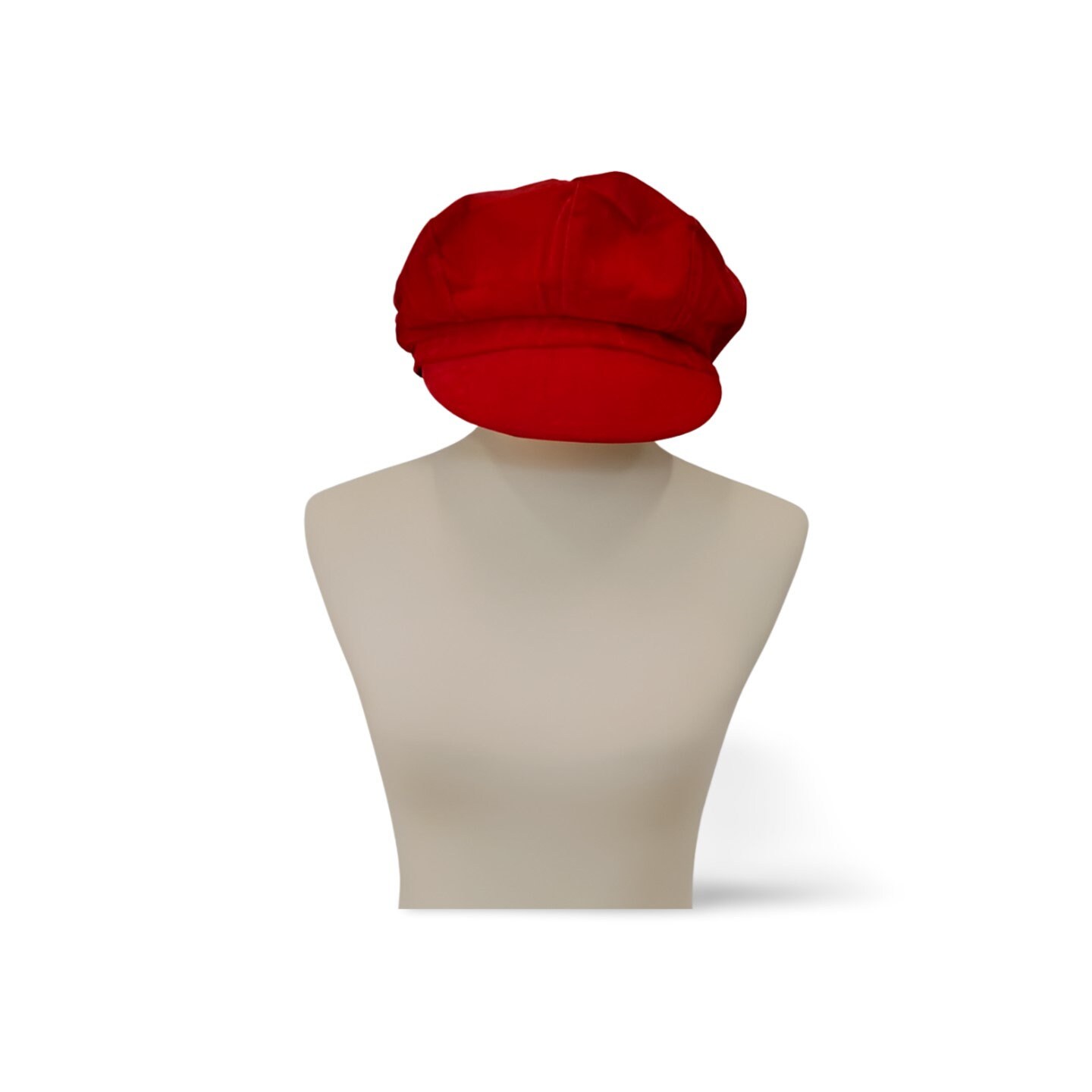 Vintage Red Velvet Cap, Union Label, Women's, British Style Newsboy ...