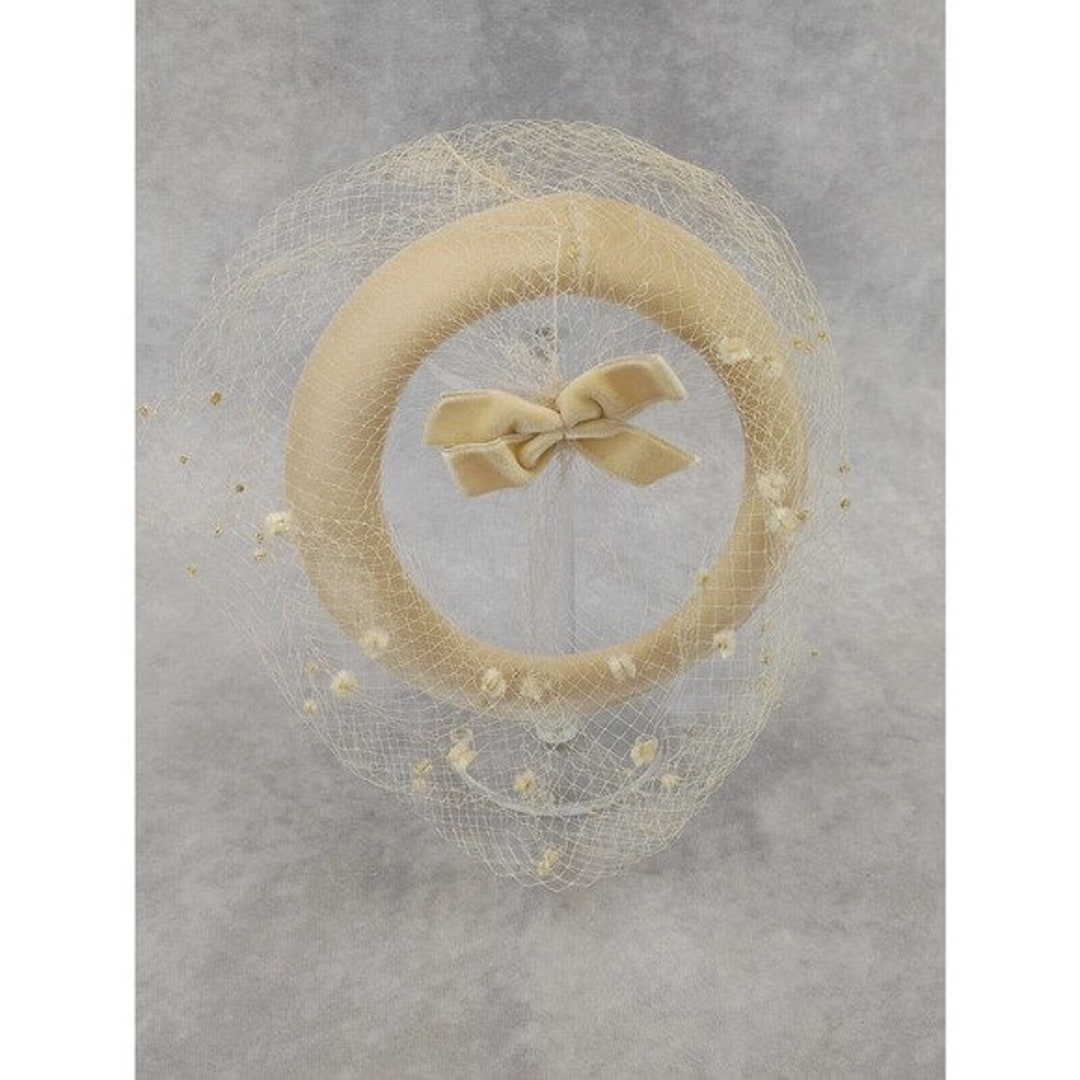Crownless Veiled Juliet Cap, Champagne Velvet, Flocked, Bridal - Etsy