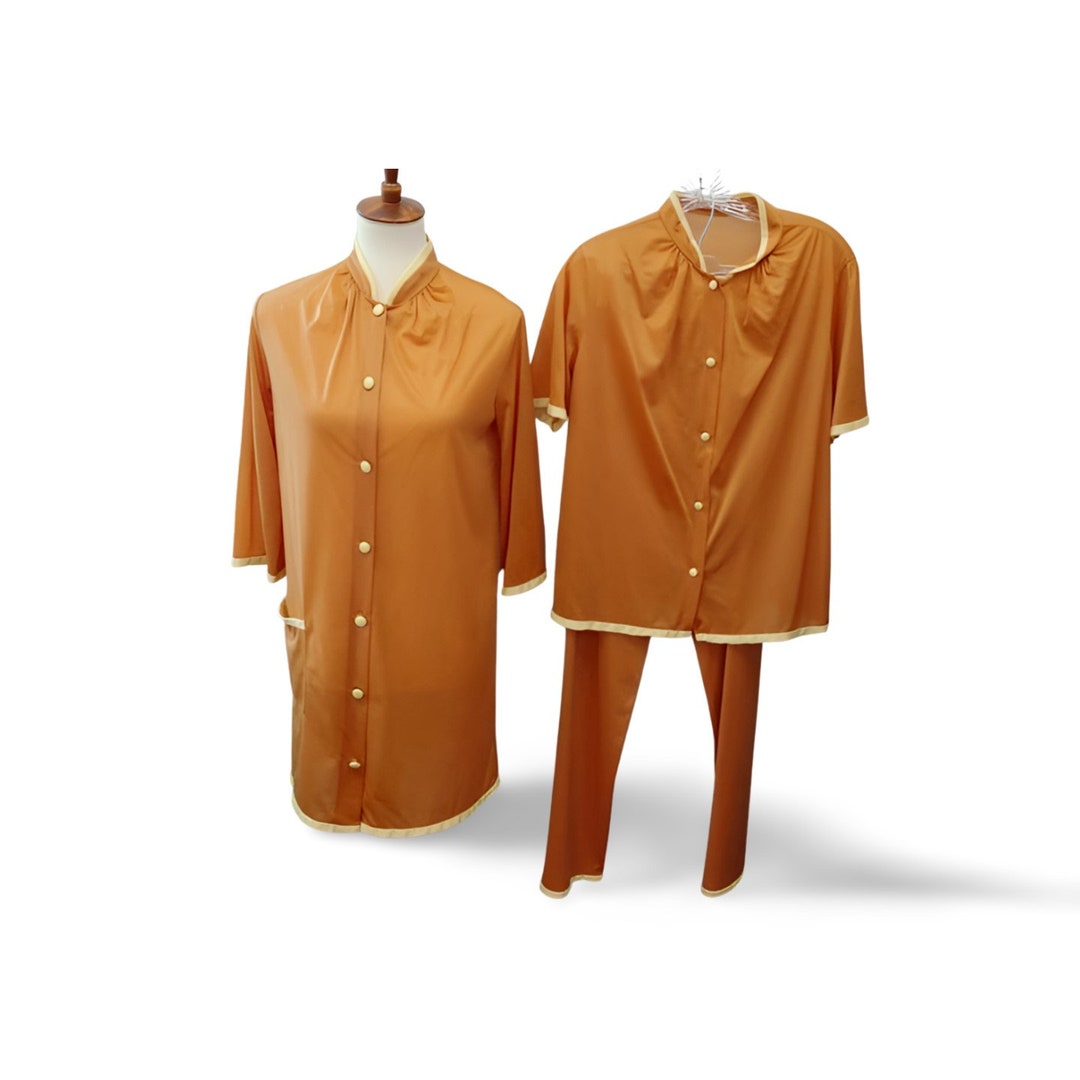 Henson Kickernick 3 Piece Pajama Set, Lingerie, 1960s 1970s Gold, Cream ...