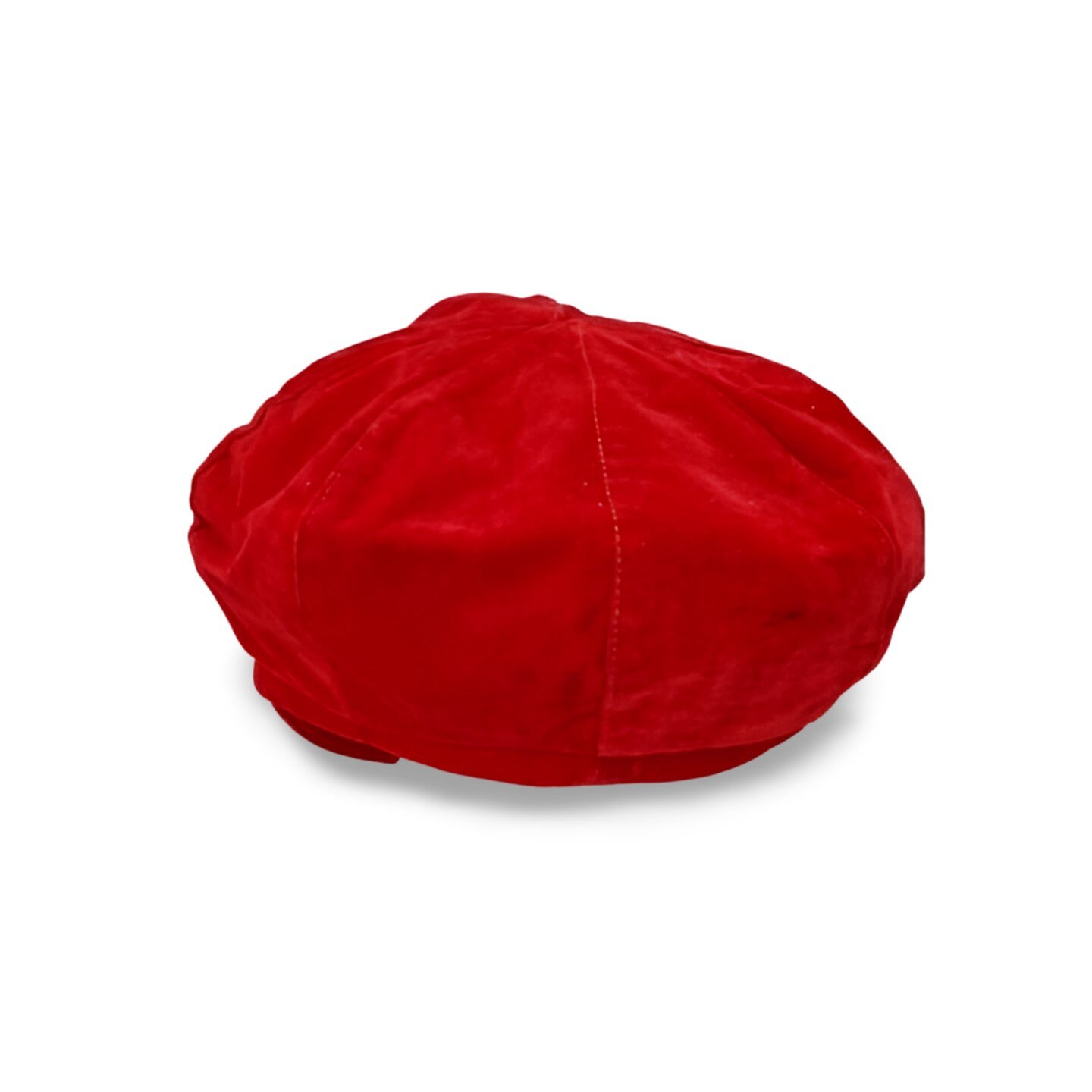 Vintage Red Velvet Cap, Union Label, Women's, British Style Newsboy ...