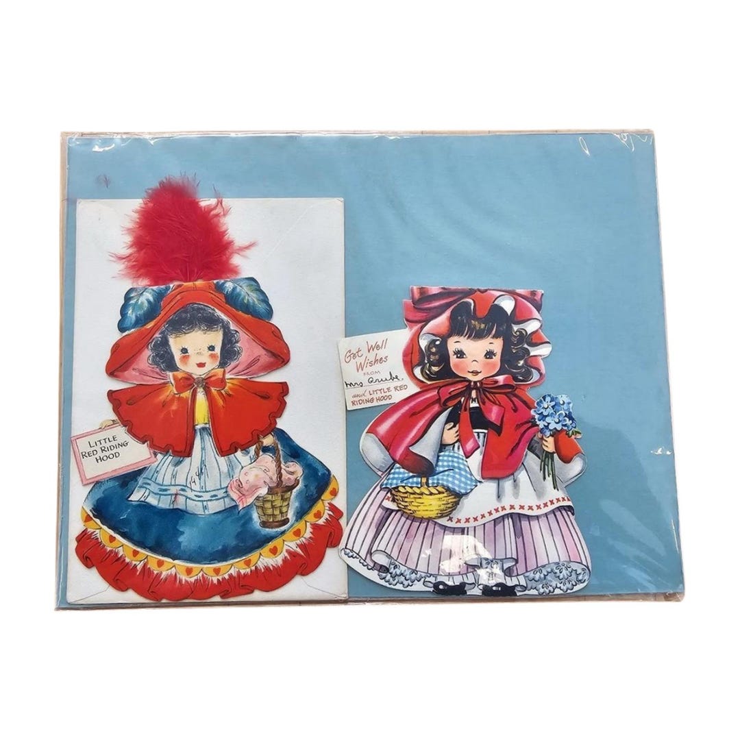 Vintage Little Red Riding Hood Cards – AG “forget Me Not” 1949 ...