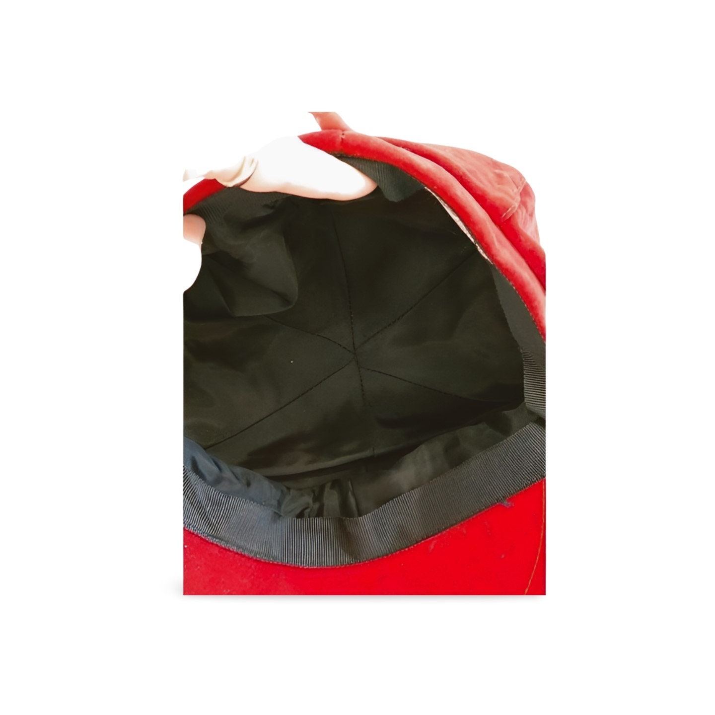 Vintage Red Velvet Cap, Union Label, Women's, British Style Newsboy ...