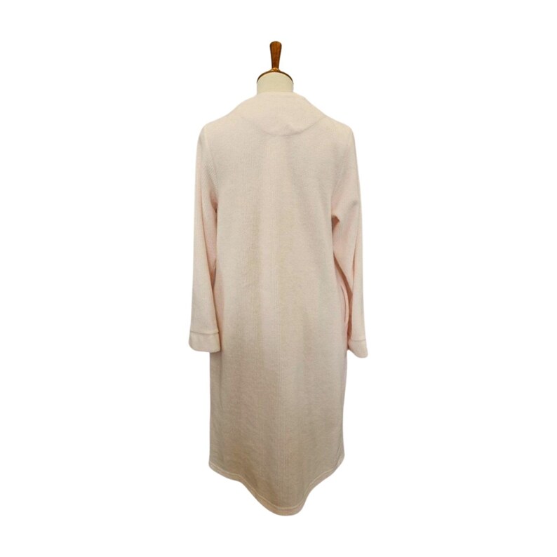 Miss Elaine Pale Pink Snap Front Long Robe, Embroidery, 2 Pockets, Size ...