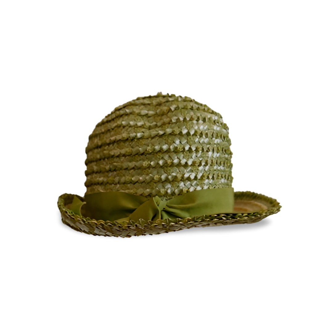 Vintage Lime Green Straw Bowler Style Hat With Green Ribbon, Union Label, Sassy Hat - Etsy