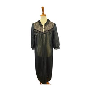 Vintage Sheer Black Lace Robe | Gothic Lingerie | Victorian Style ...