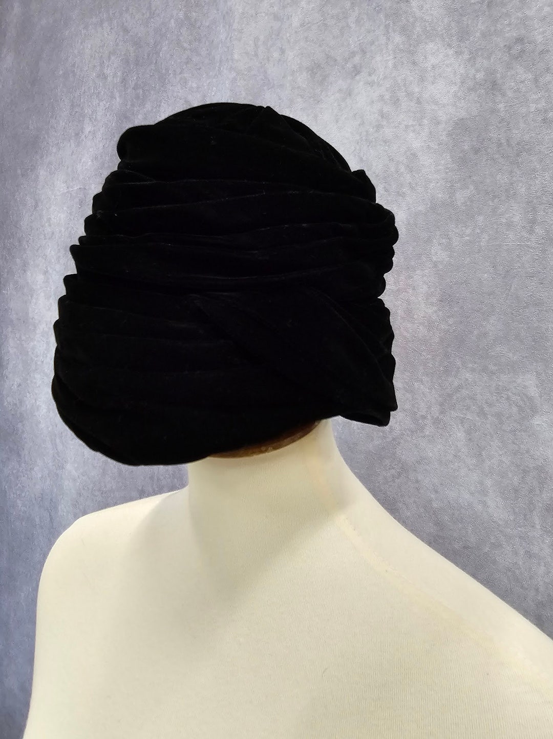 Black Velvet Turban Hat, 60s, Lucila Mendez, Union Label, Mid Century ...