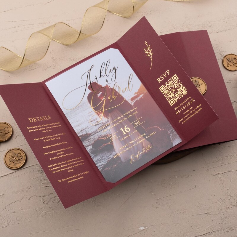 Burgundy Wedding Invitation - Etsy