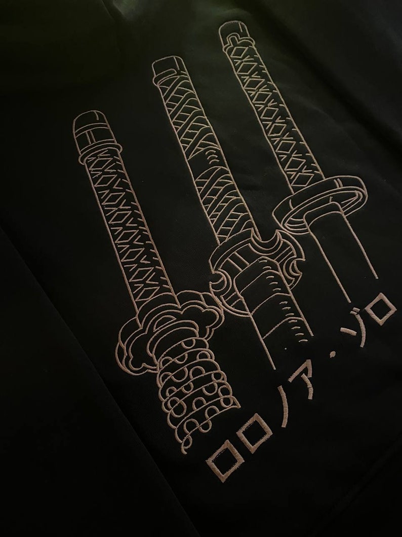 Anime Embroidery Design: Zoro’s Katana Trio, Digital Files, Custom ...
