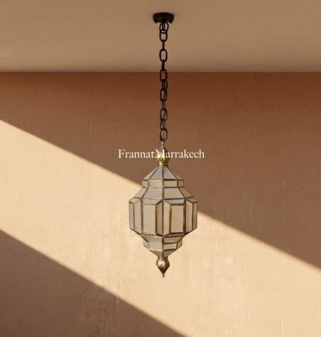 Moroccan Brass Ceiling Light | Hand Crafted Lantern Made in Marrakech ...