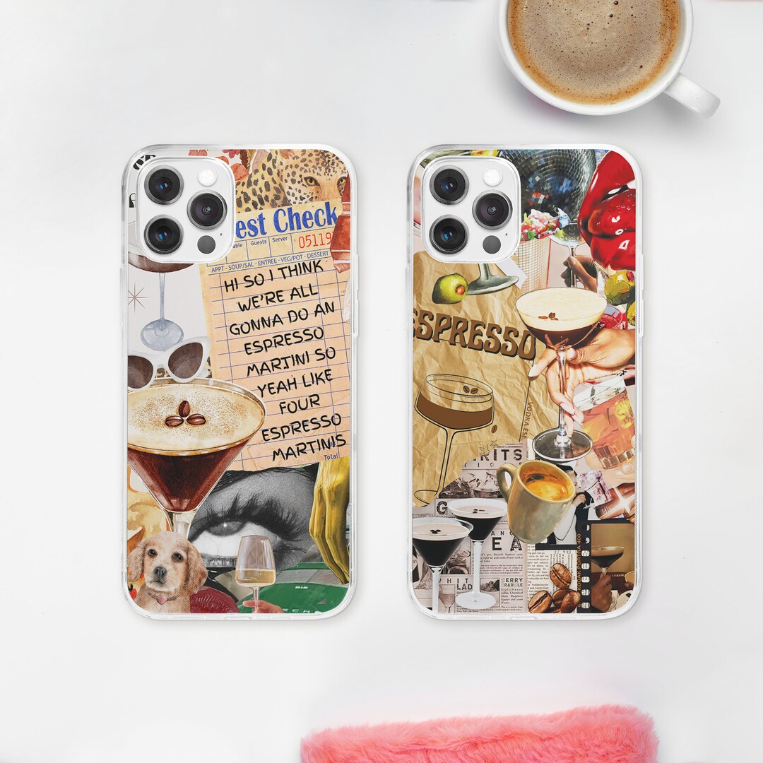 Espresso Martini Collage Magsafe Phone Case, Girly Retro Cocktail Cover ...