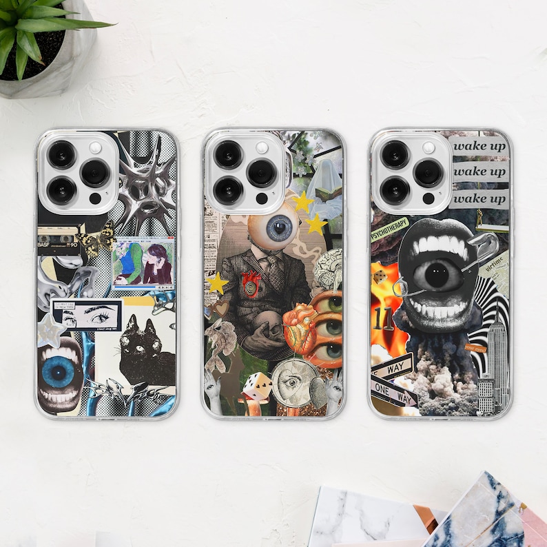 Weird Art Collage Magsafe Phone Case, Grunge Cover, iPhone 17 16 15 ...